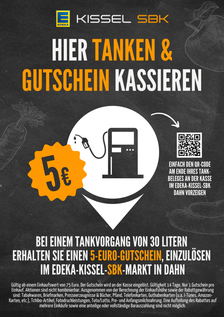 Am Edeka-Kissel-SBK in Dahn tanken & Gutschein kassieren | Edeka Kissel SBK